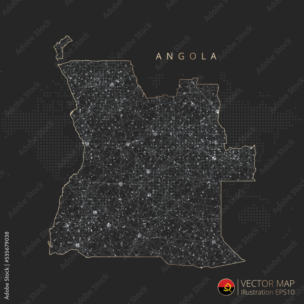 Angola vector map abstract geometric mesh polygonal light concept with ...