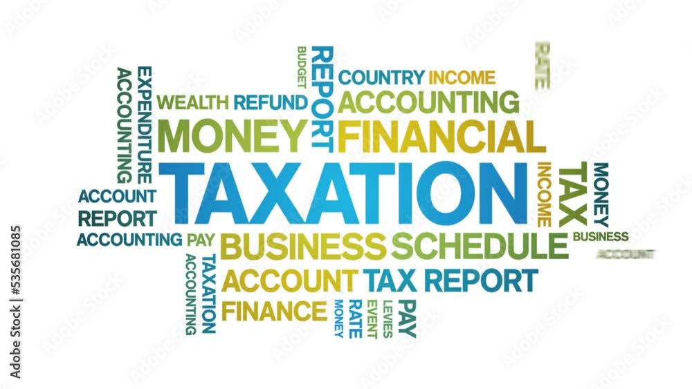 Taxation animated tag word cloud;text design animation kinetic ...