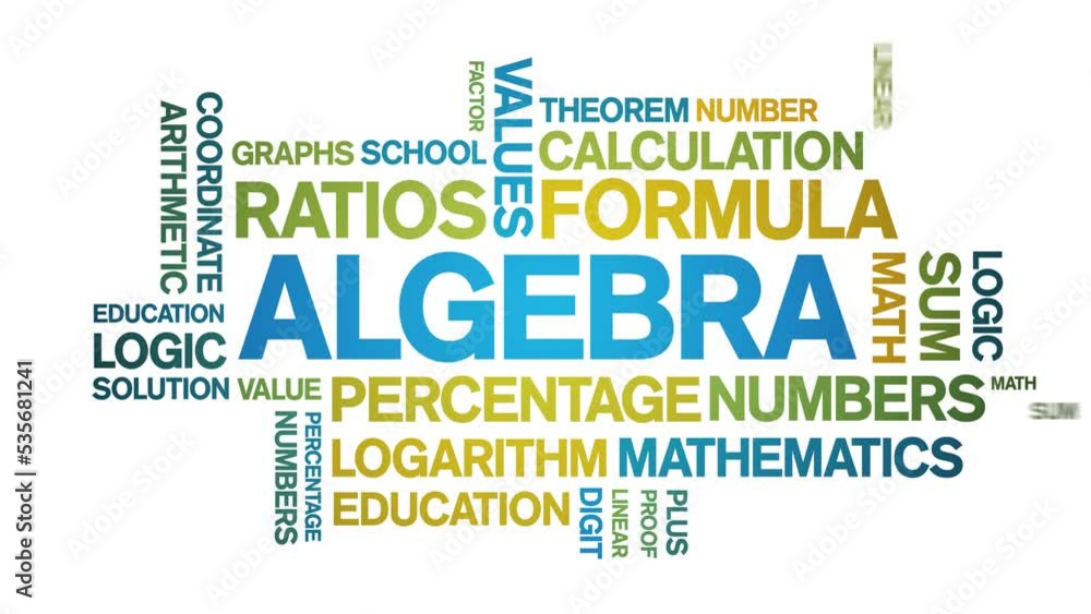 Algebra animated tag word cloud;text design animation kinetic ...