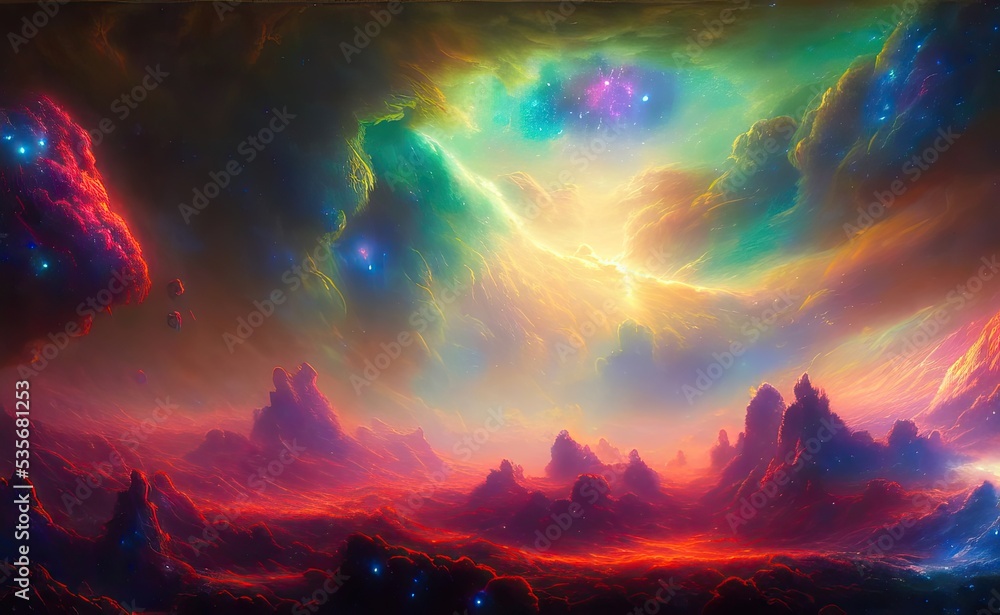 Space nebulae supernova exploding stars and far off galaxies of a ...