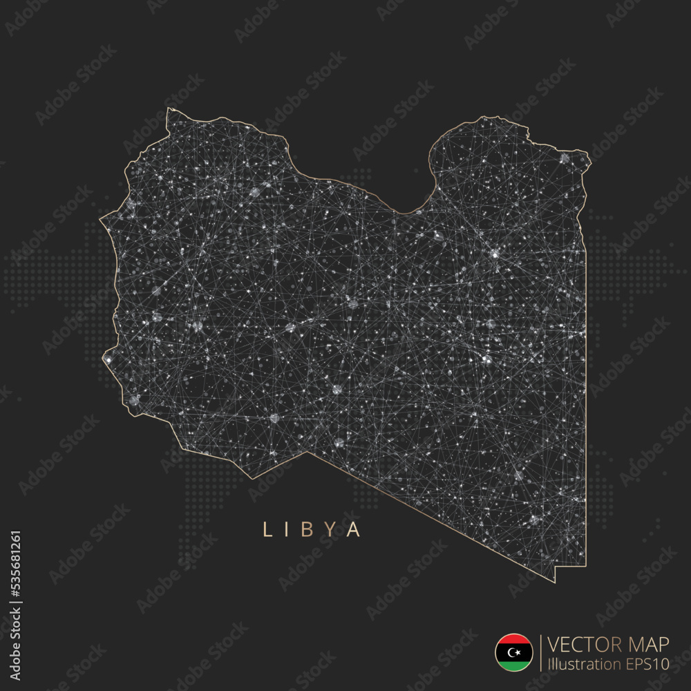 Libya vector map abstract geometric mesh polygonal light concept with ...