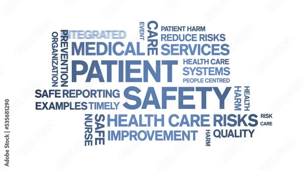 Patient Safety animated tag word cloud;text design animation kinetic ...