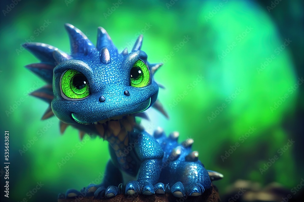 An adorable 3D rendered dragon - this kawaii chibi fantasy reptile is ...