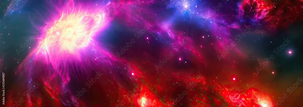Space nebulae supernova exploding stars and far off galaxies of a ...