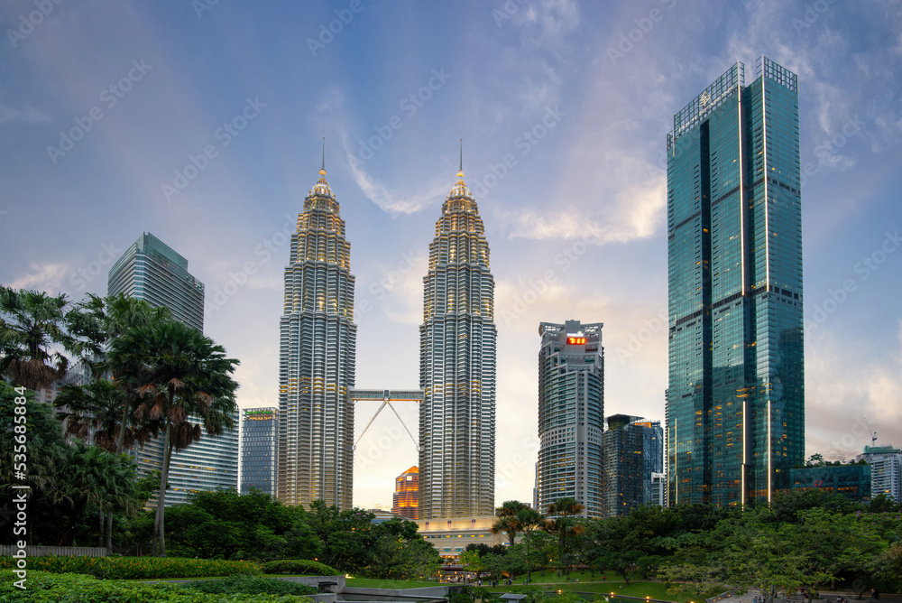 Kuala Lumpur, Malaysia - Sep 18, 2022: View of the Petronas Twin Towers ...