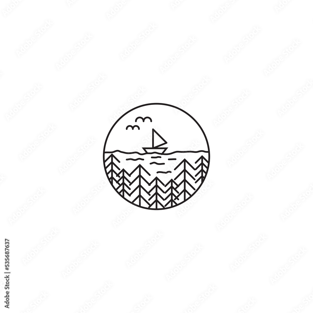 Riverboat Logo. This monoline type logo looks very simple. nature ...