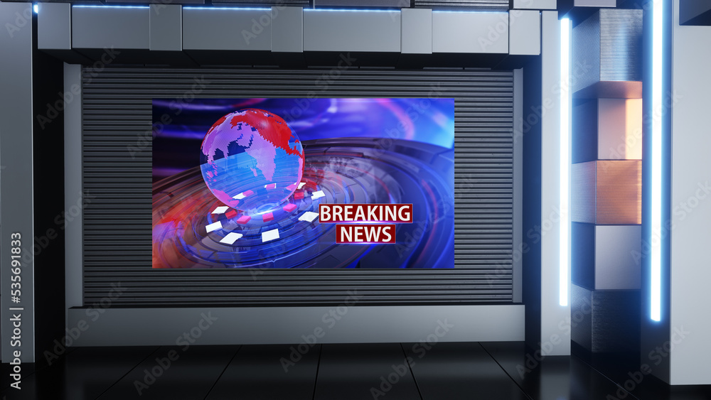 News Studio, Backdrop For TV Shows .TV On Wall.3D Virtual News Studio ...