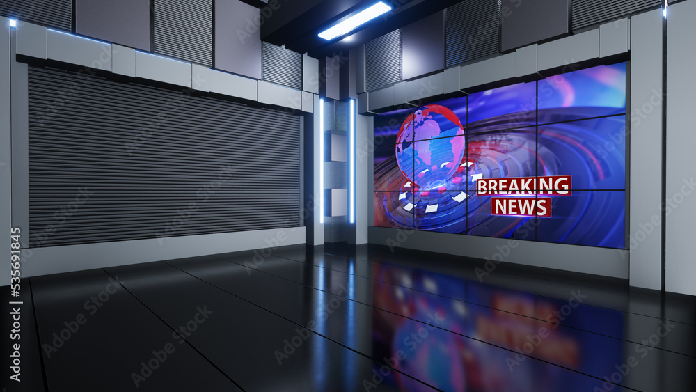 News Studio, Backdrop For TV Shows .TV On Wall.3D Virtual News Studio ...