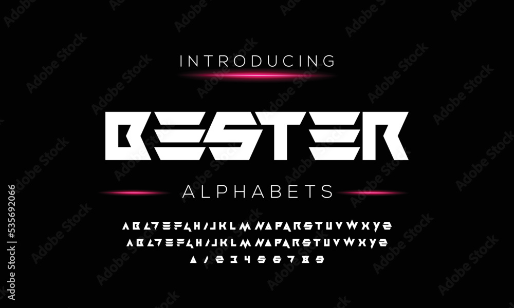 DESTER Tech Modern Alphabet Letter Font. Typography luxury style fonts ...