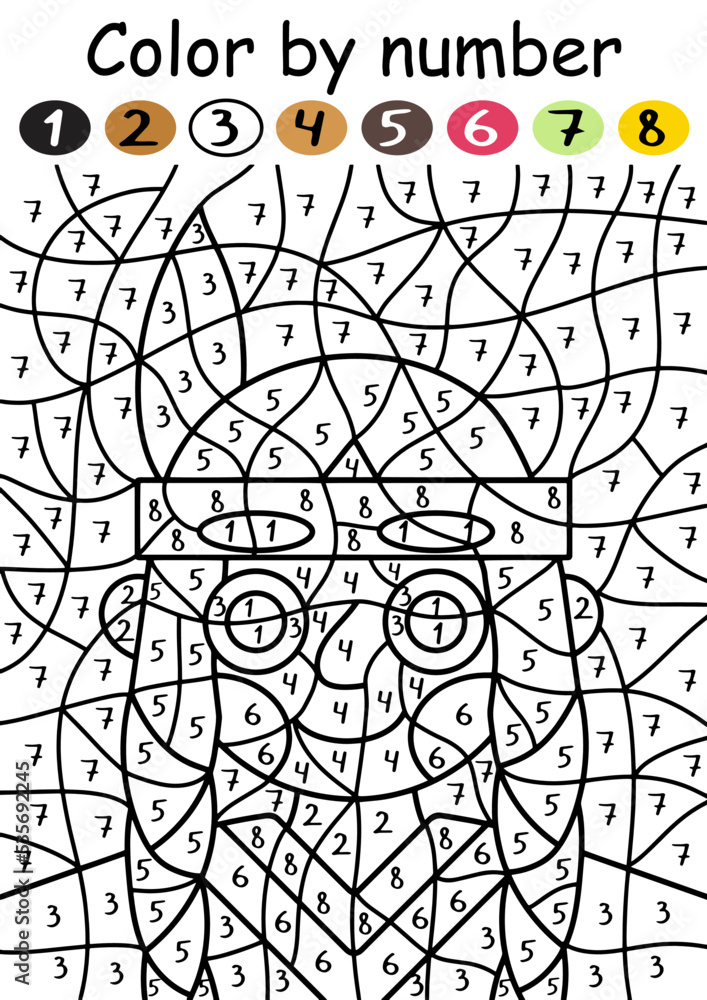 Hand-drawn color by number with native american girl vector ...