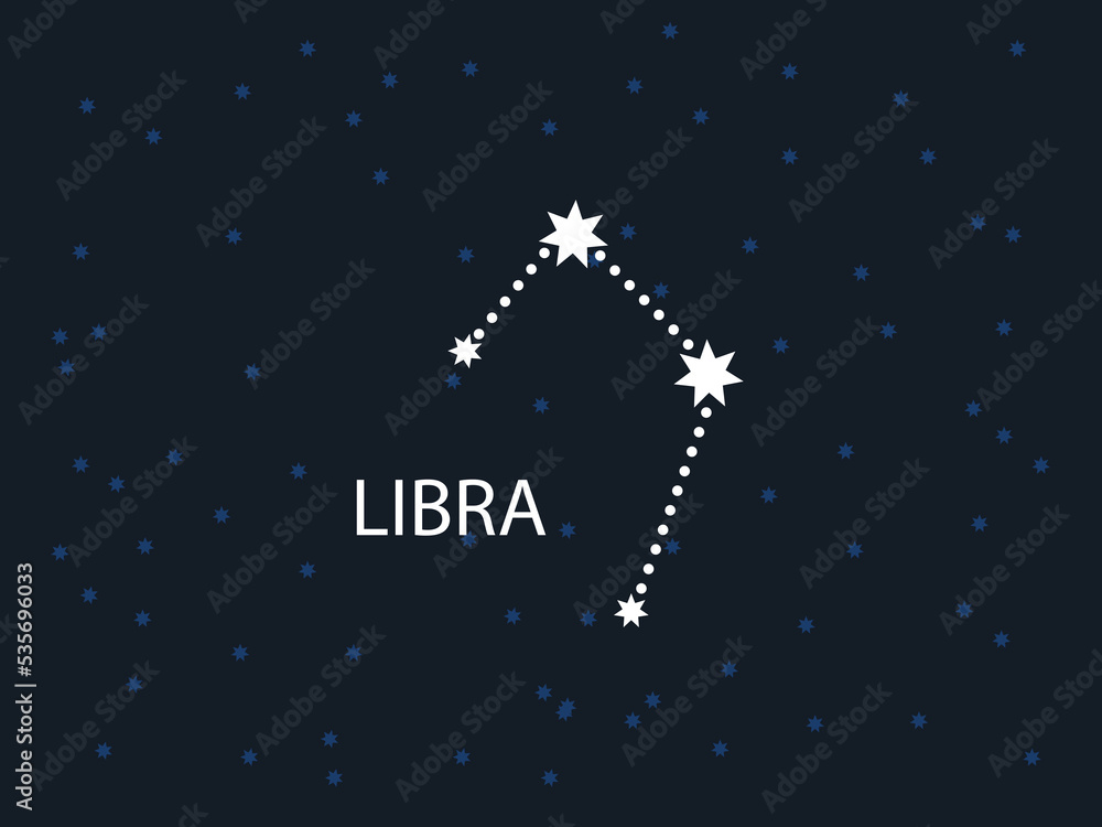 Libra Horoscope Symbol. Zodiac Constellation with Stars. Night Sky map ...