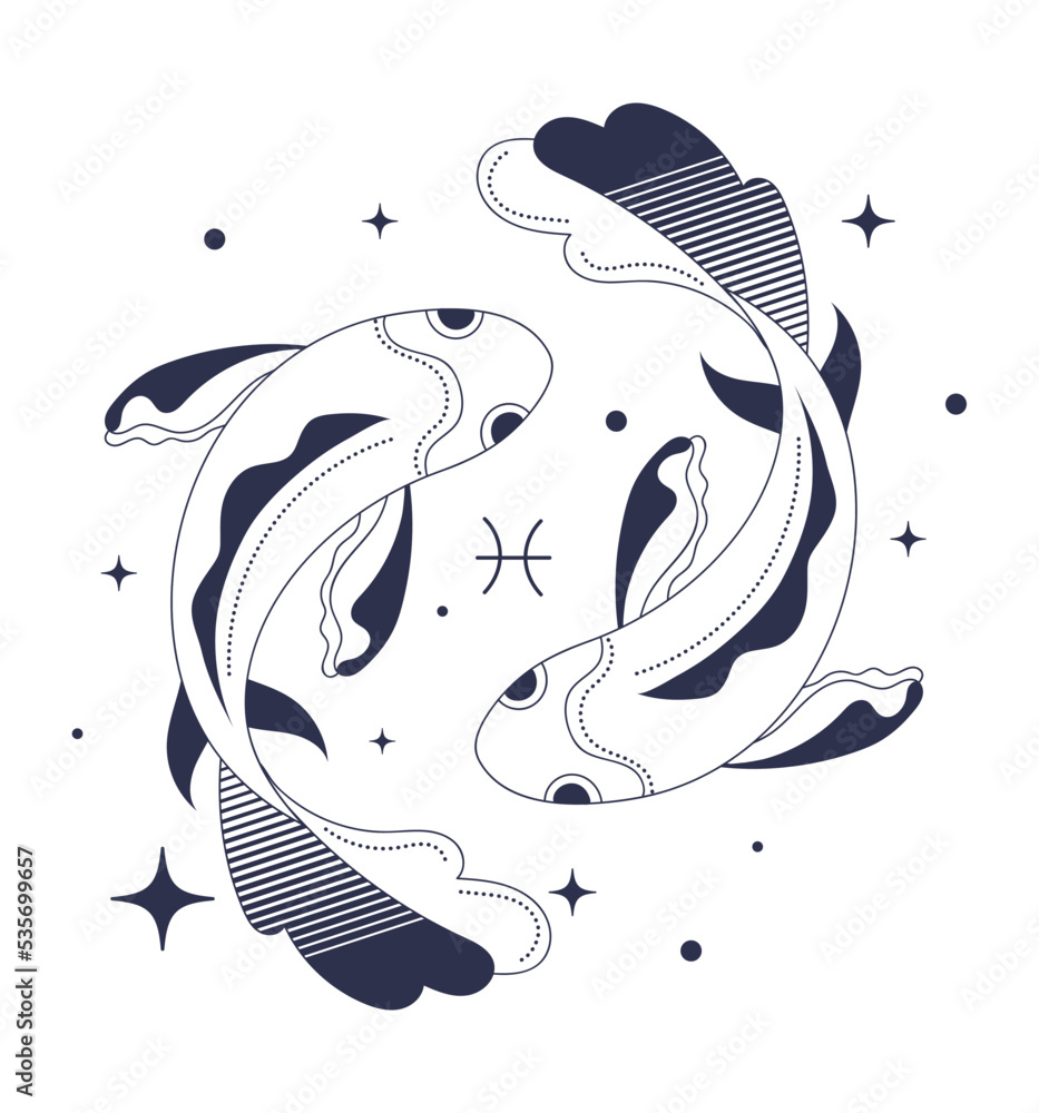 pisces astrology zodiac sign Stock Vector | Adobe Stock