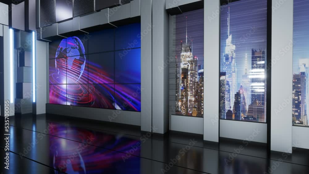 3D Virtual TV Studio News, Backdrop For TV Shows .TV On Wall.3D Virtual ...