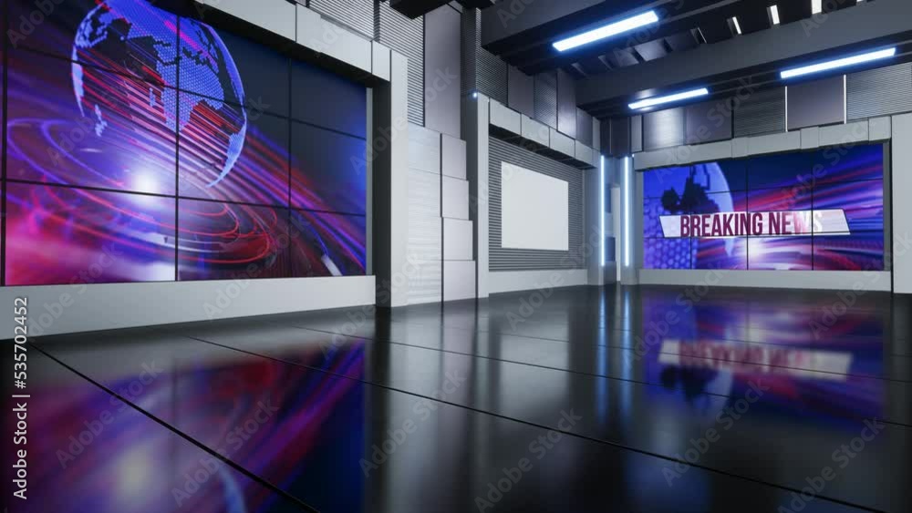 3D Virtual TV Studio News, Backdrop For TV Shows .TV On Wall.3D Virtual ...
