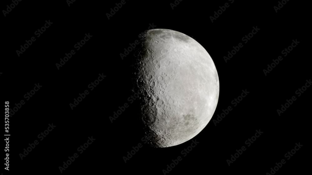 Orbiting in space above the Moon, above the South Pole, eventual ...