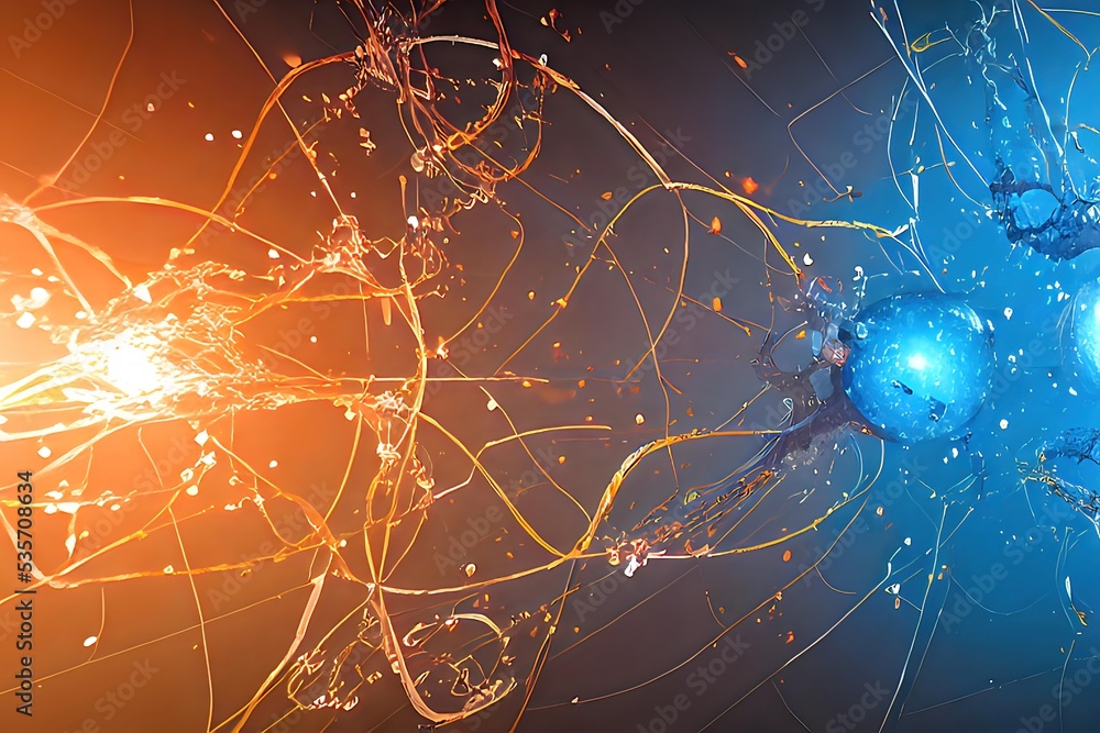 Quantum entanglement states pair 3D particles model. The 2022 Nobel ...