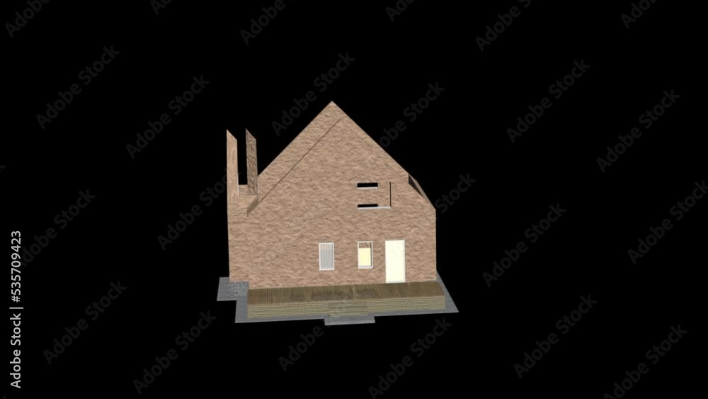 Home construction. Build structure. Time-lapse 3d animation showing a ...