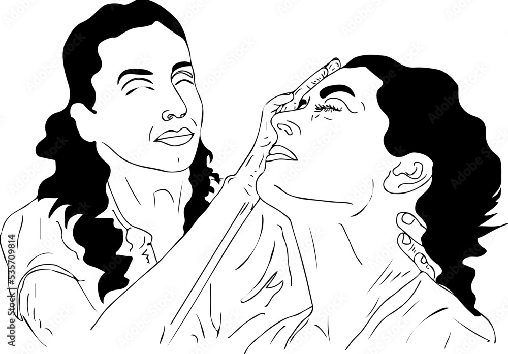 Sketch drawing of Therapist hand using to hypnotize a woman, Woman ...