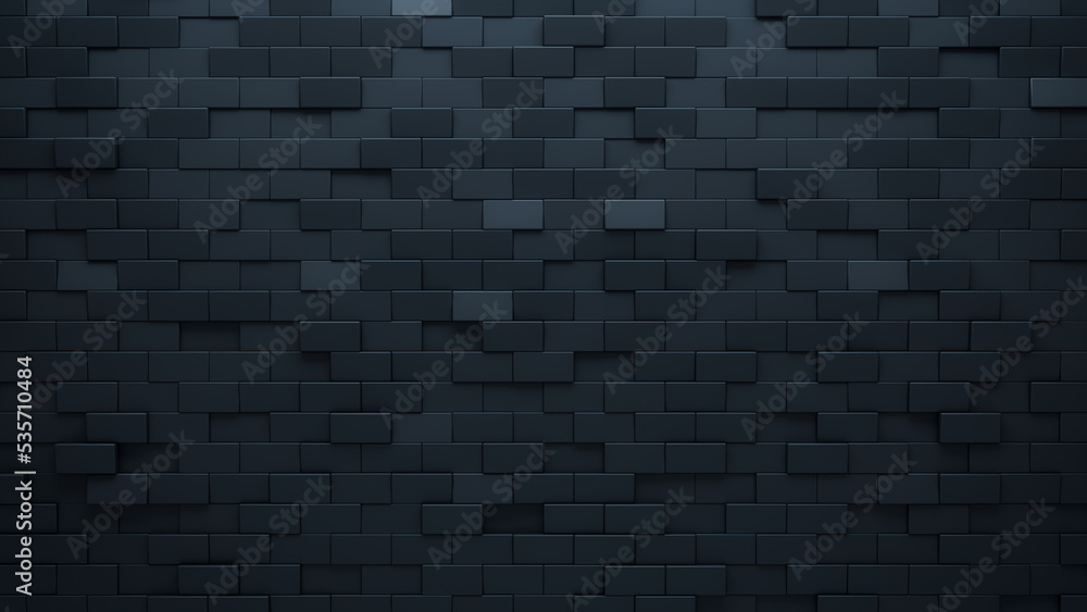 Semigloss, 3D Mosaic Tiles arranged in the shape of a wall. Rectangular ...