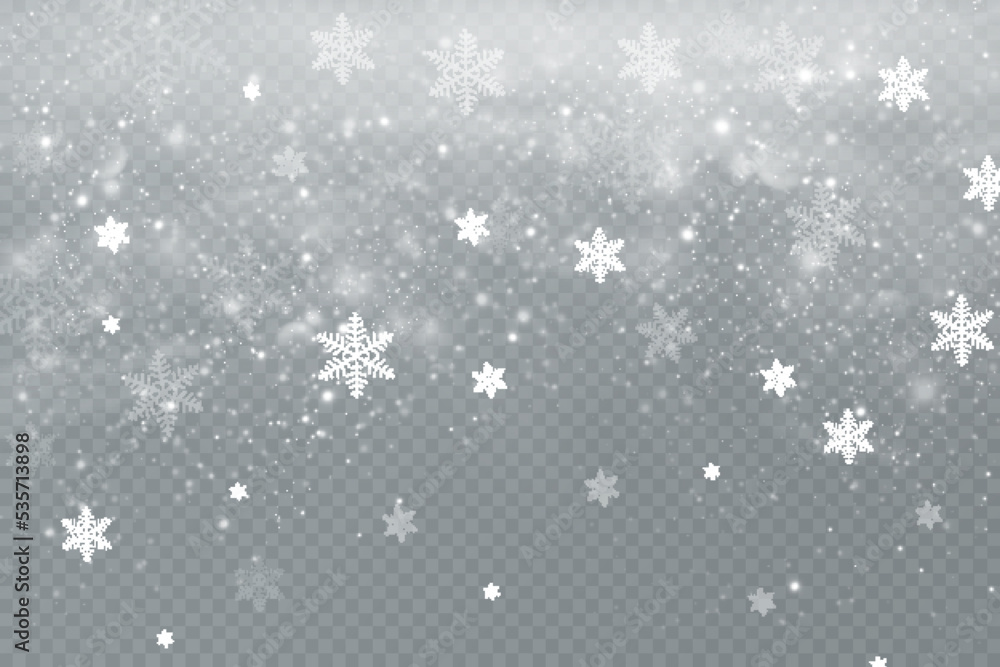 Realistic falling snow.Christmas background.Isolated on transparent ...