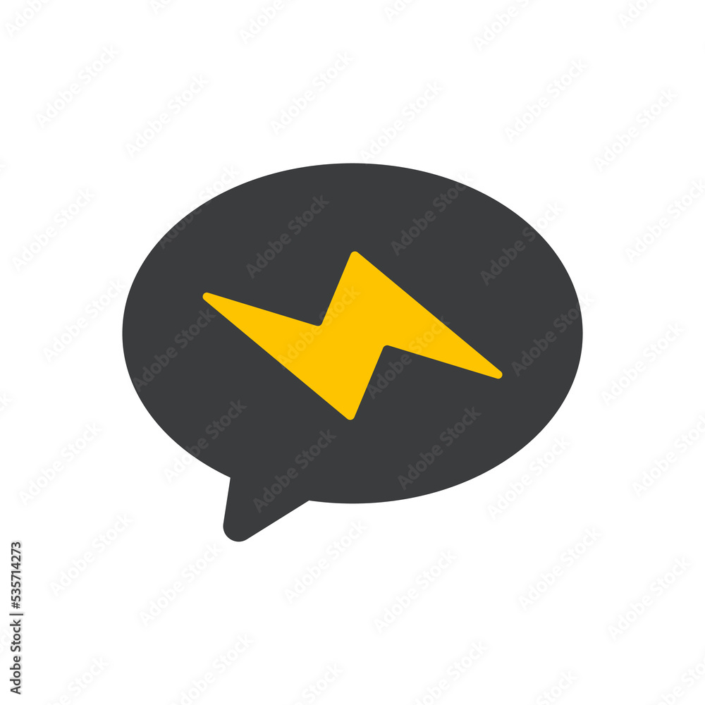 Lightning Bolt Chat Message Flat Vector Icon Stock Vector | Adobe Stock
