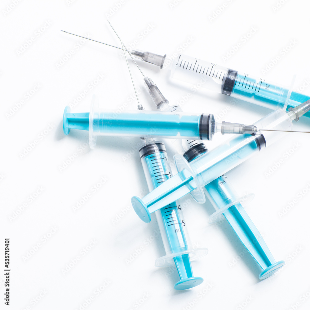 medical disposable syringe with needle for injection in the hospital ...