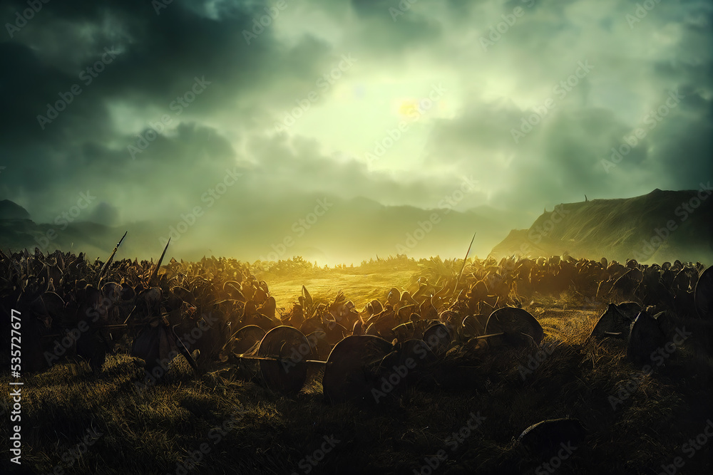 Vikings fighting in a medieval battle during the middle ages. Viking ...