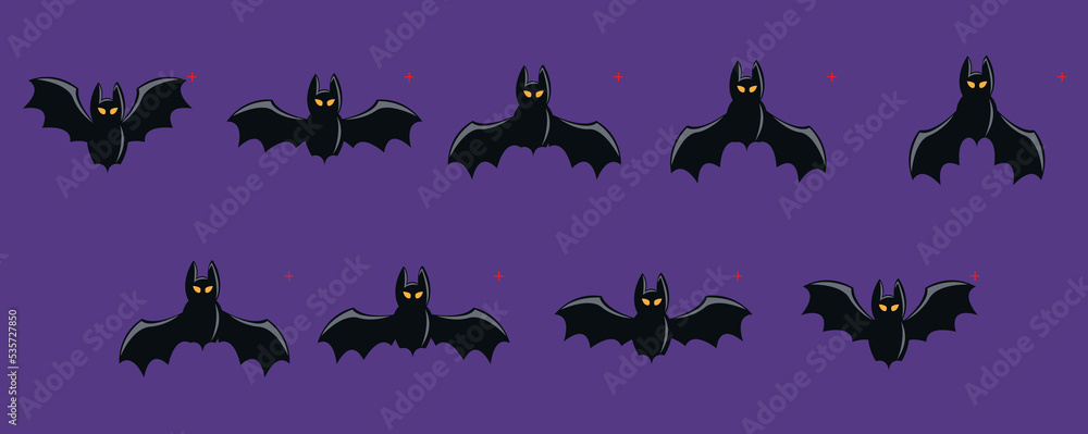 Flying Bat Sprite Sheet Stock Vector | Adobe Stock