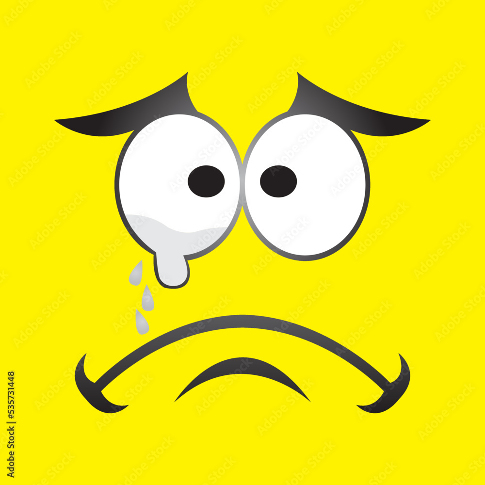 crying emoji cartoon face with beautiful colors for kids and wallpaper ...