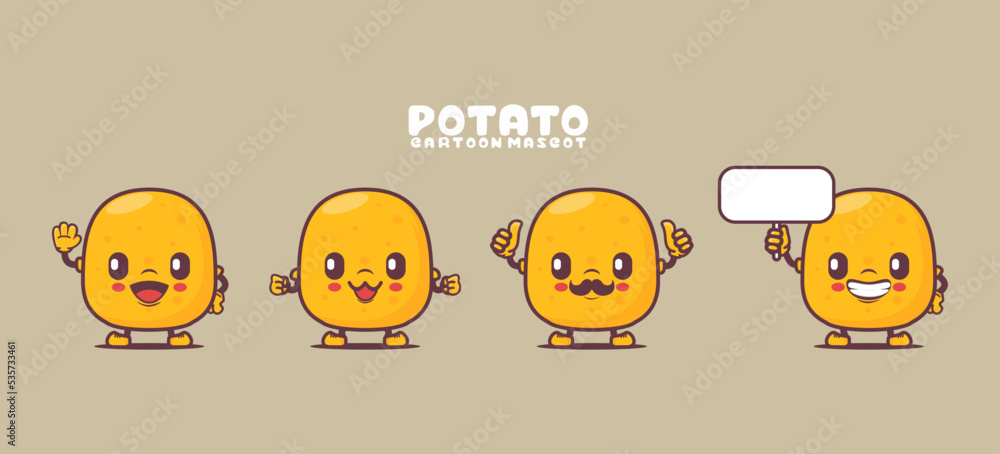 potato cartoon mascot. food vector illustration Stock Vector | Adobe Stock