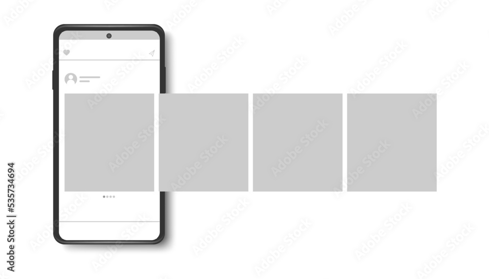 Carousel Interface Post On Social Network Mock Up Of Smartphone Mobile Application On The