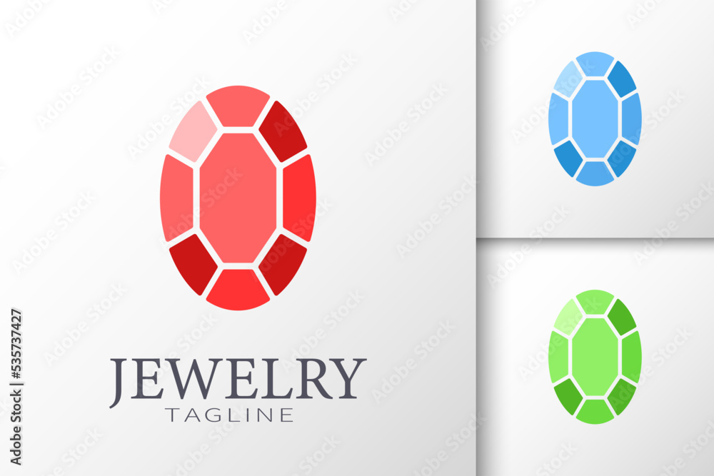 Jewelry logotype. Set of three variants in different colors. Minimalist ...