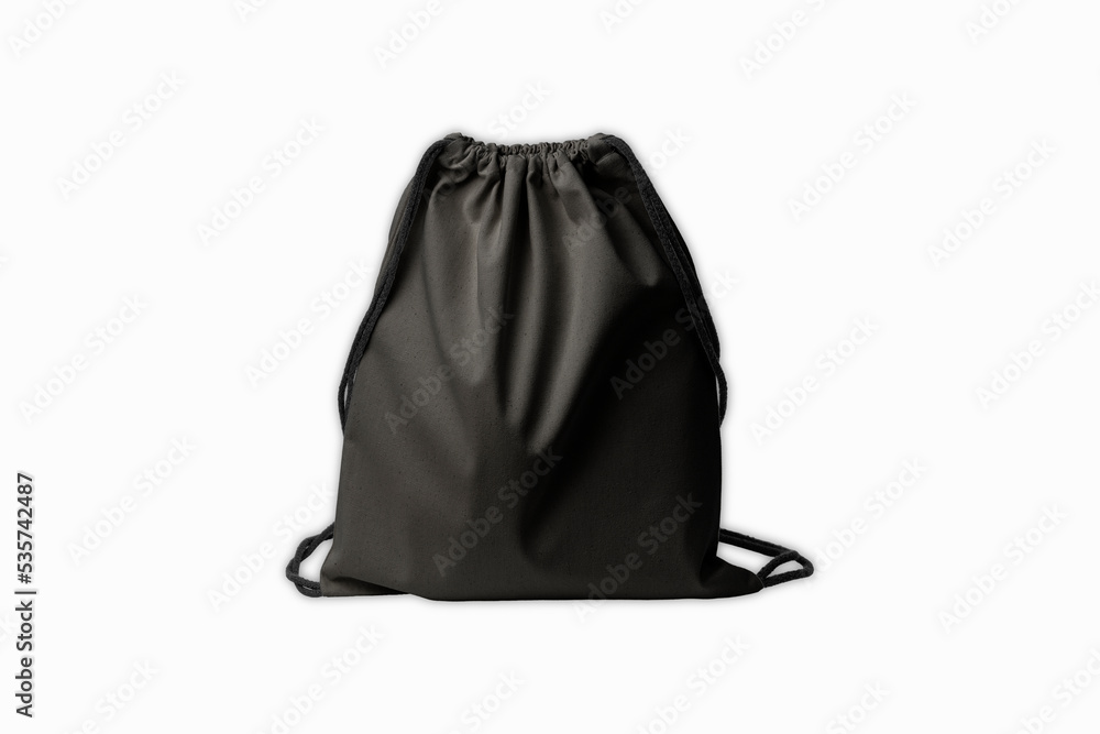 Black canvas drawstring backpack mockup, front view, 3d rendering ... Black canvas drawstring backpack mockup, front view, 3d rendering ...