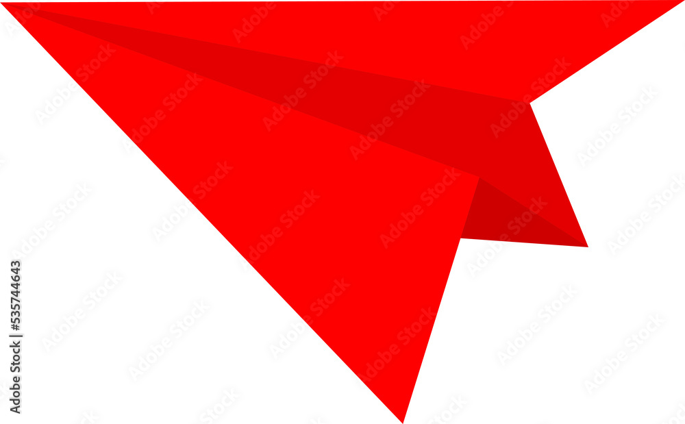 Paper plane illustration in red colors. Aircraft design element. Stock ...