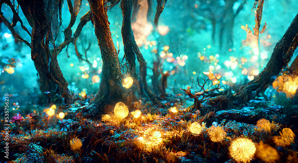 colorful Very beautiful fall forest at night with an epic fall foliage. wallpaper background ...