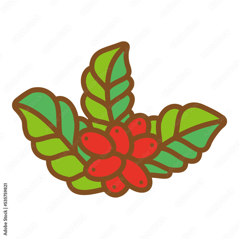 coffee tree illustration, coffee berry logo design template. Stock ...
