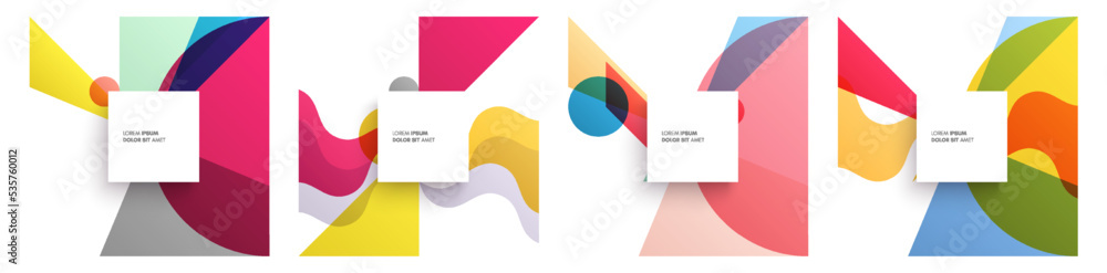 Art composition of flat colorful vector shapes. Abstract transparency ...