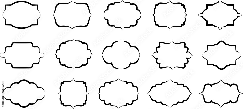 Outline frame various shape graphic element collection. Design template ...