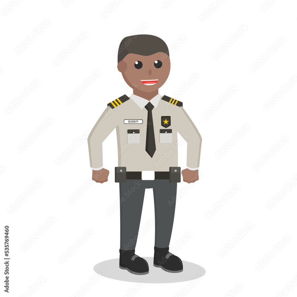 security african officer standing pose design character on white ...