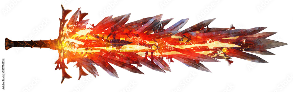 A fiery blade with lava at its core it consists of dozens of fused ...