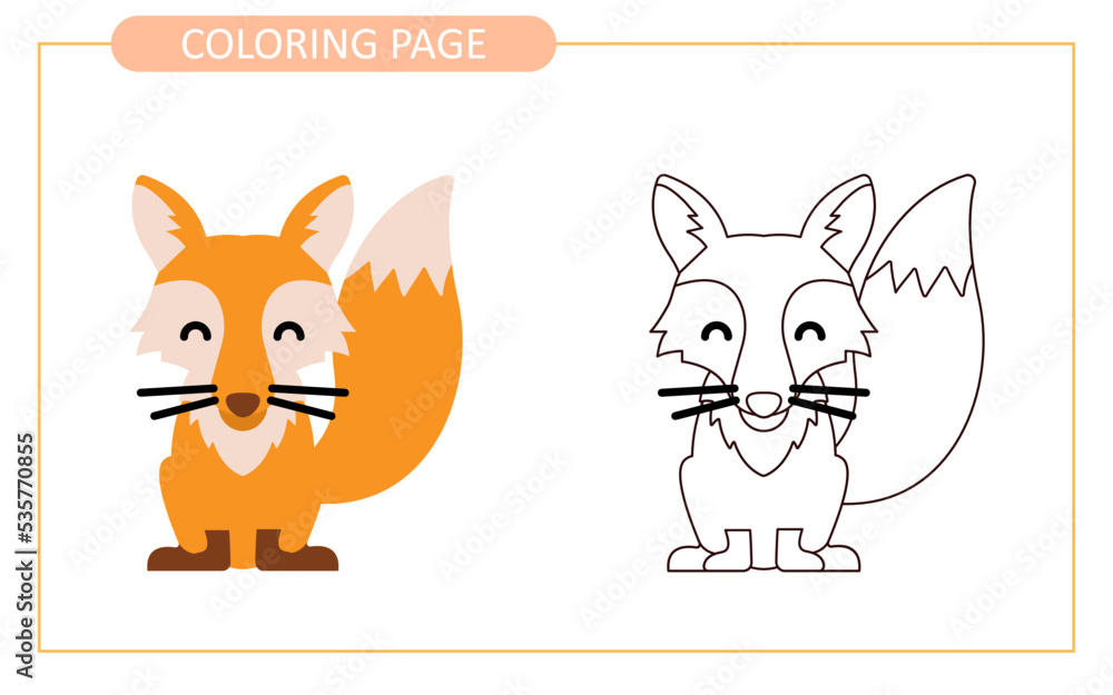 Coloring page of fox. educational tracing coloring worksheet for kids ...