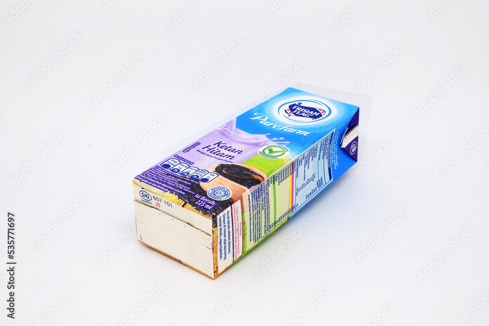 Frisian flag milk box on a white background on October 5, 2022, in ...