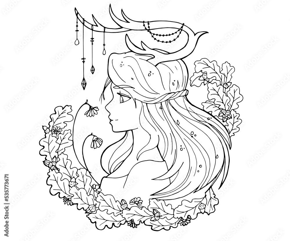 vector coloring page with cute cartoon anime girl. avatar, line art ...