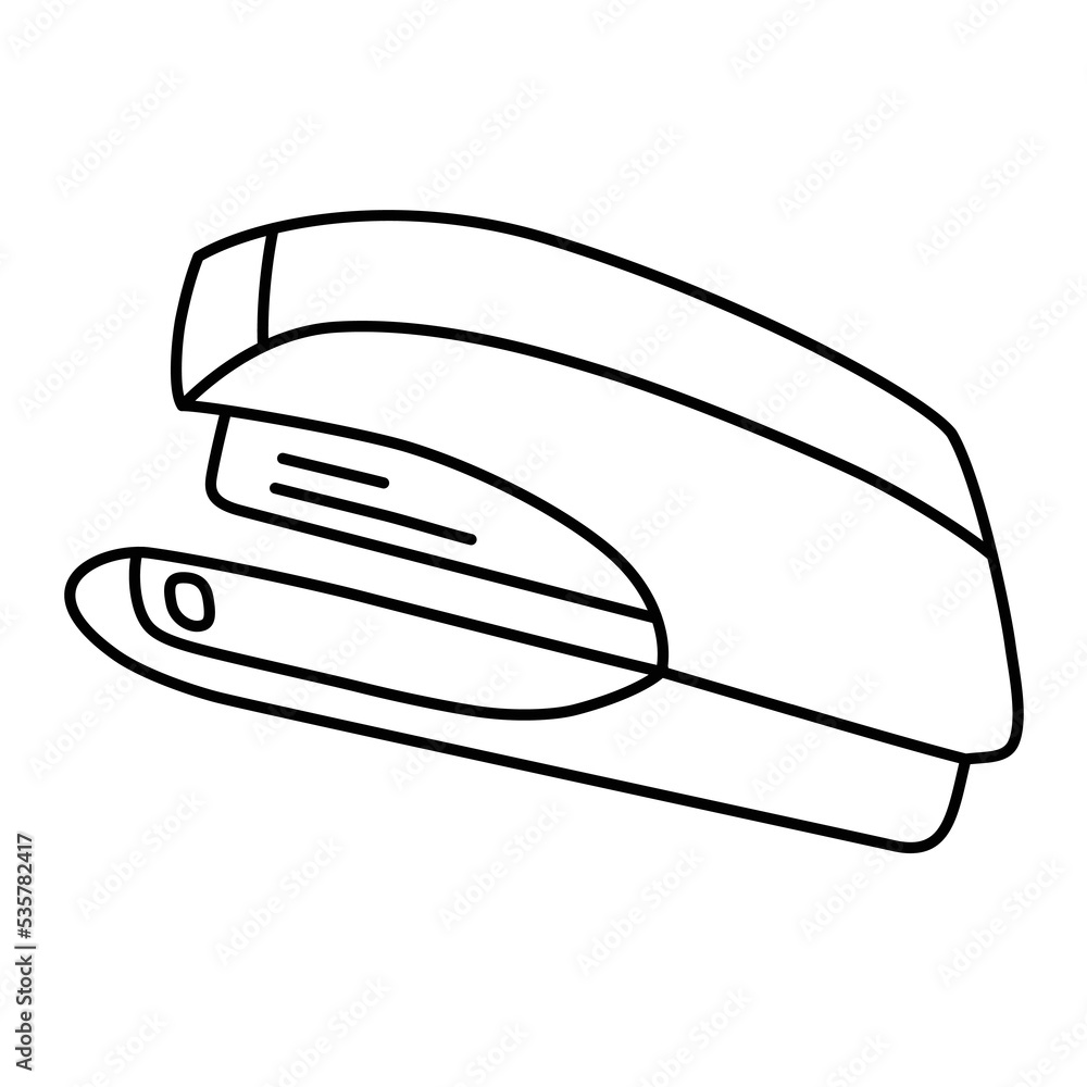 Desk stapler doodle icon, office supplies, school stationery, vector ...