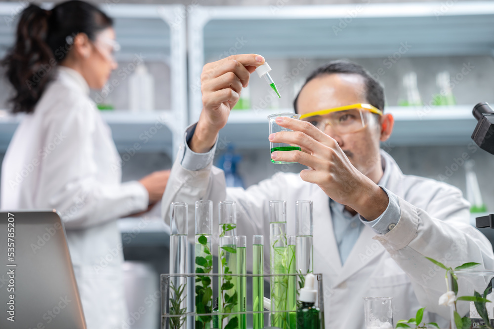 Foto de medicine biology laboratory of organic plant experiment test in ...