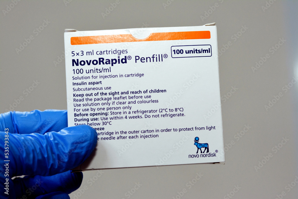 Cairo, Egypt, October 4 2022: NovoRapid 100 units ml solution for ...