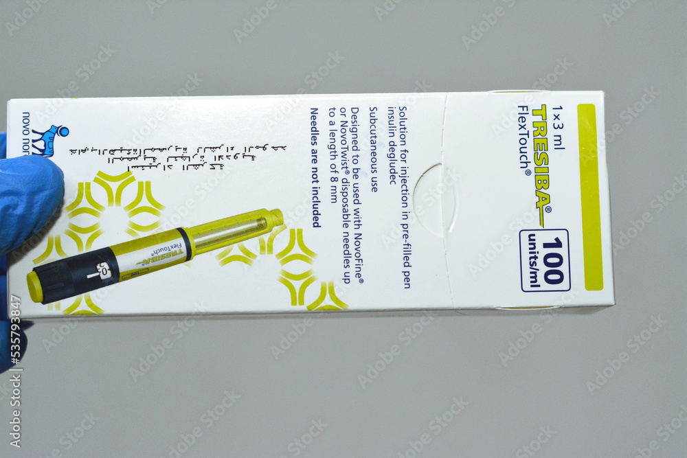 Cairo, Egypt, October 4 2022: Tresiba FlexTouch 100 units per ml by ...