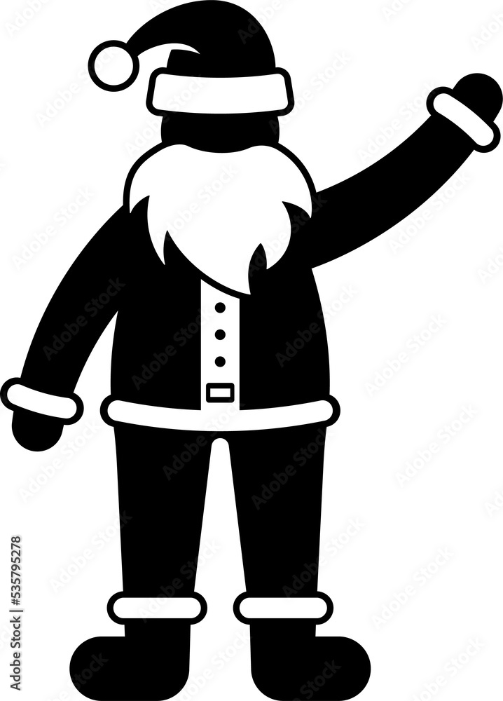 Happy stick figure Santa Claus waving hello illustration set. Stick ...