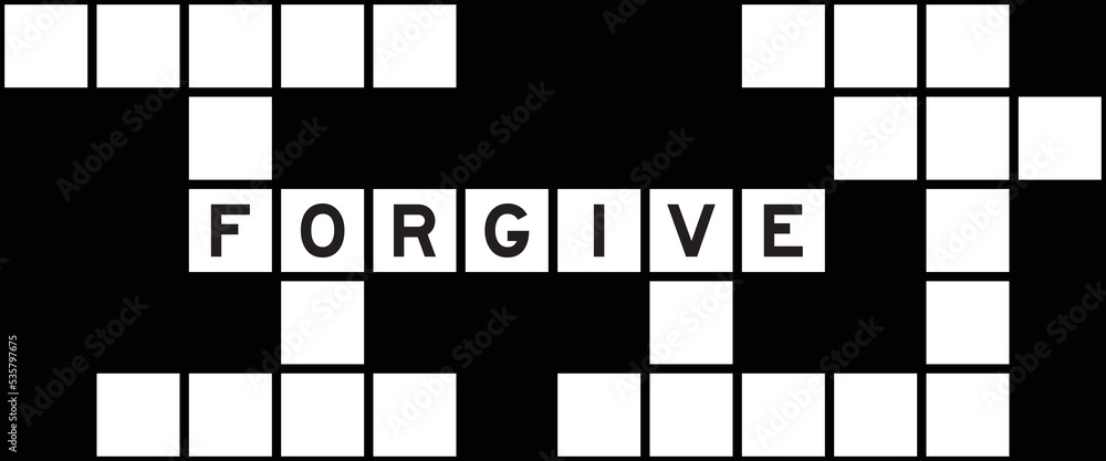 Alphabet letter in word forgive on crossword puzzle background Stock ...