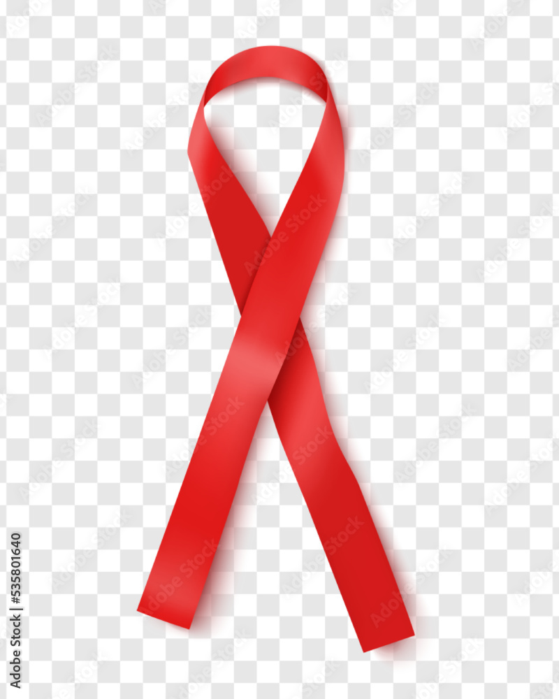 Realistic red ribbons isolated over transparent background, world aids ...